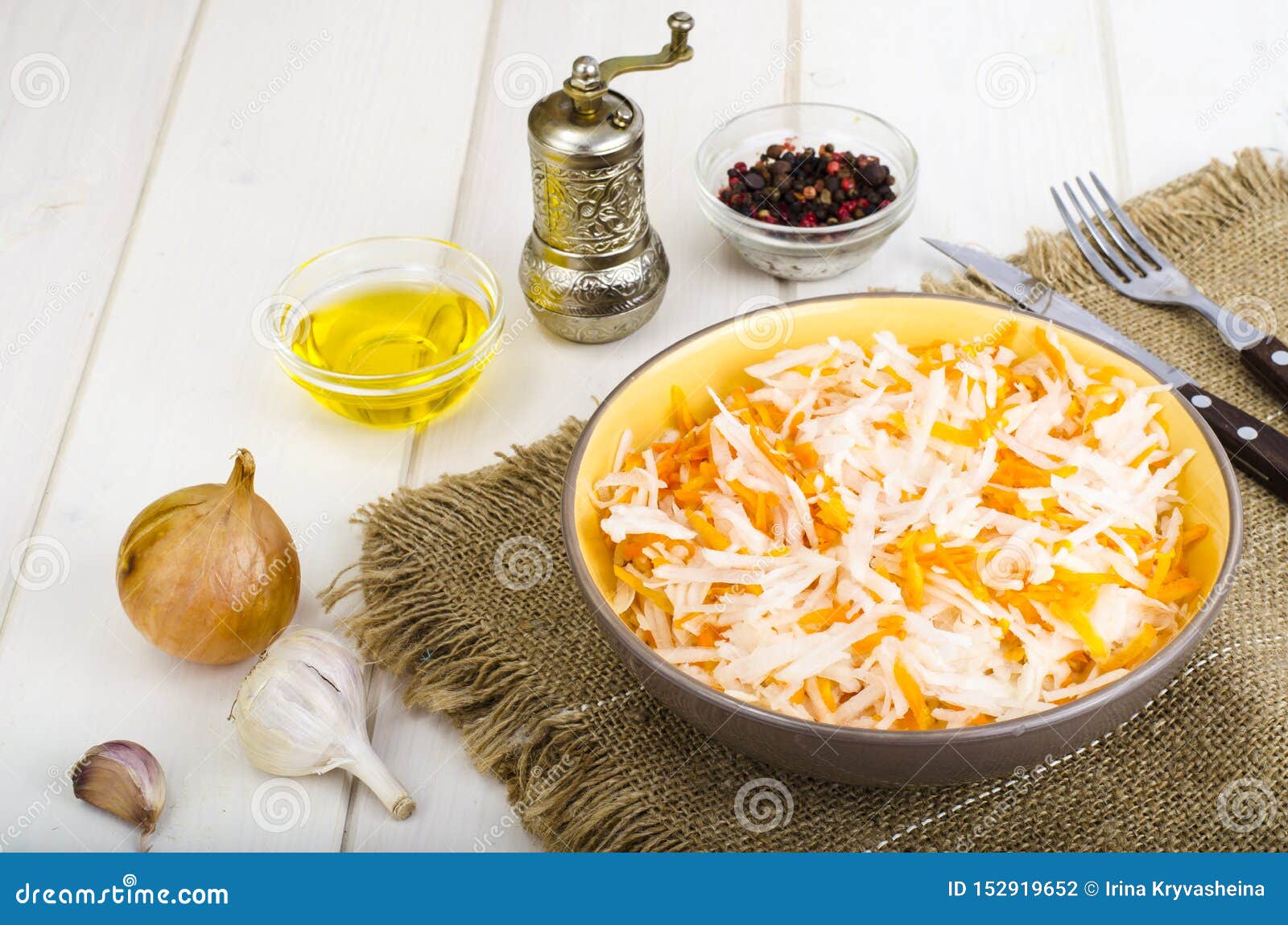 Fresh Daikon and Carrot Salad Stock Photo - Image of natural, cold ...