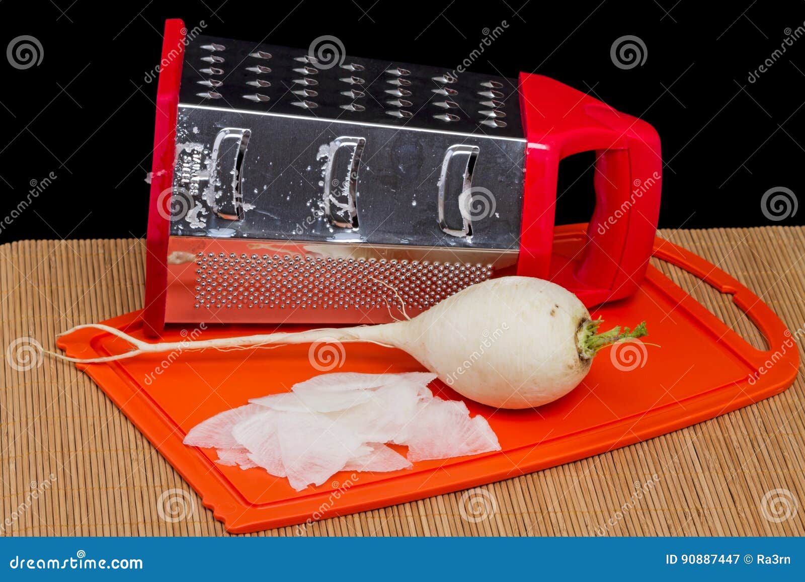 Fresh Daikon Radish and Grater Stock Image - Image of color, grated ...