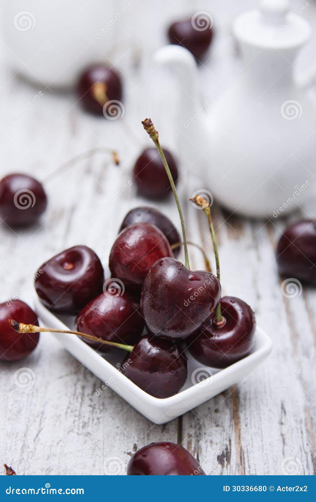 Fresh dark red cherries stock photo. Image of sweet, bowl - 30336680