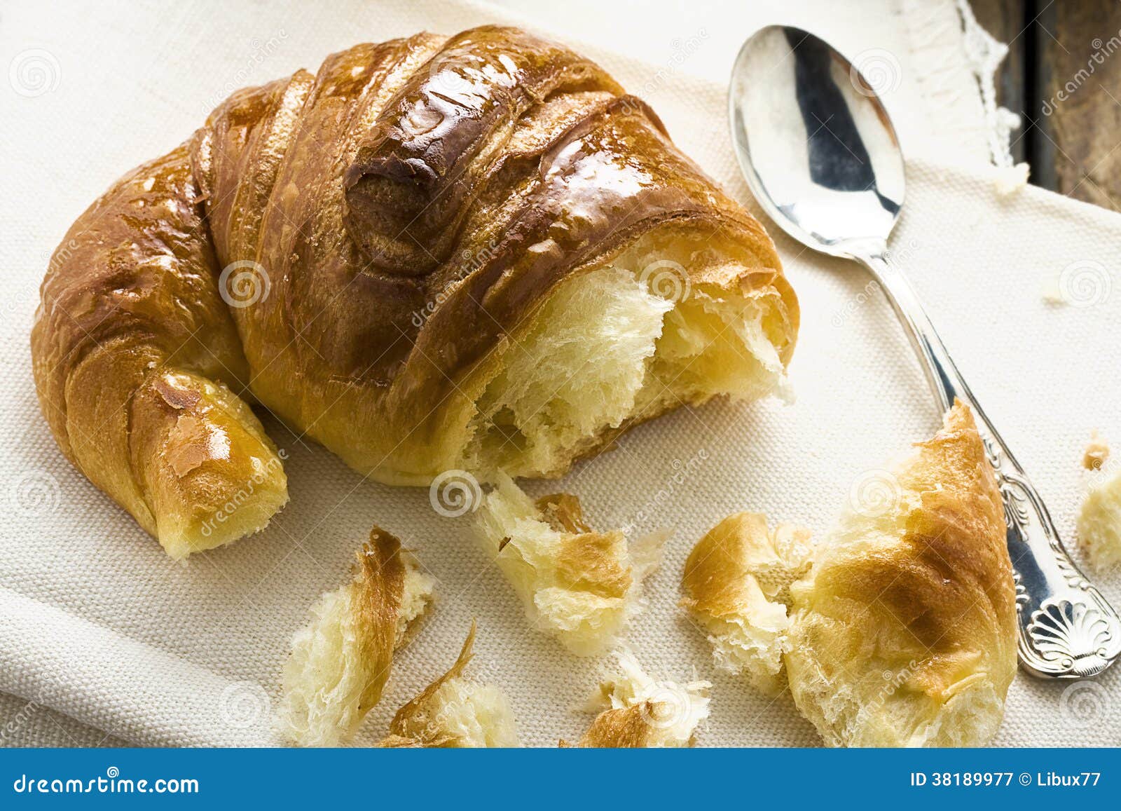 Fresh Delicious Bitten Croissant Stock Image - Image of morning, italy ...