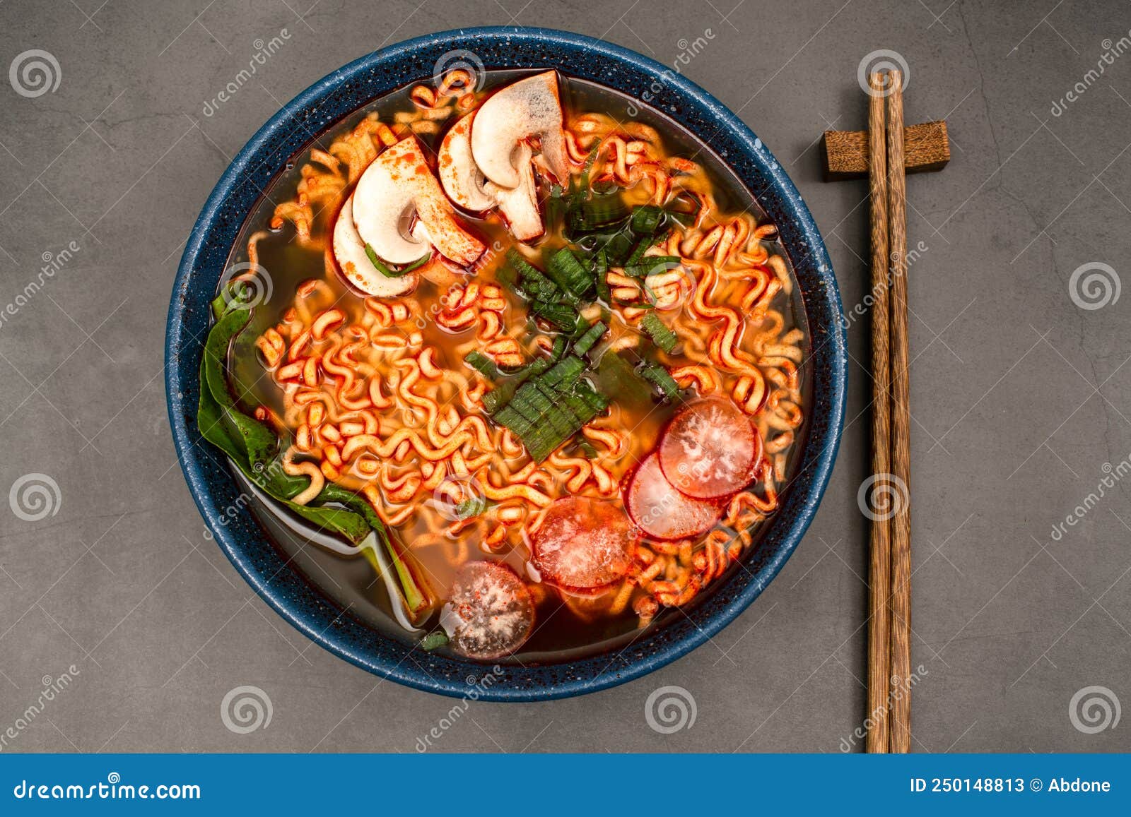 Ramen Soup with Egg, Spring Onion and Vegetables Stock Image - Image of ...