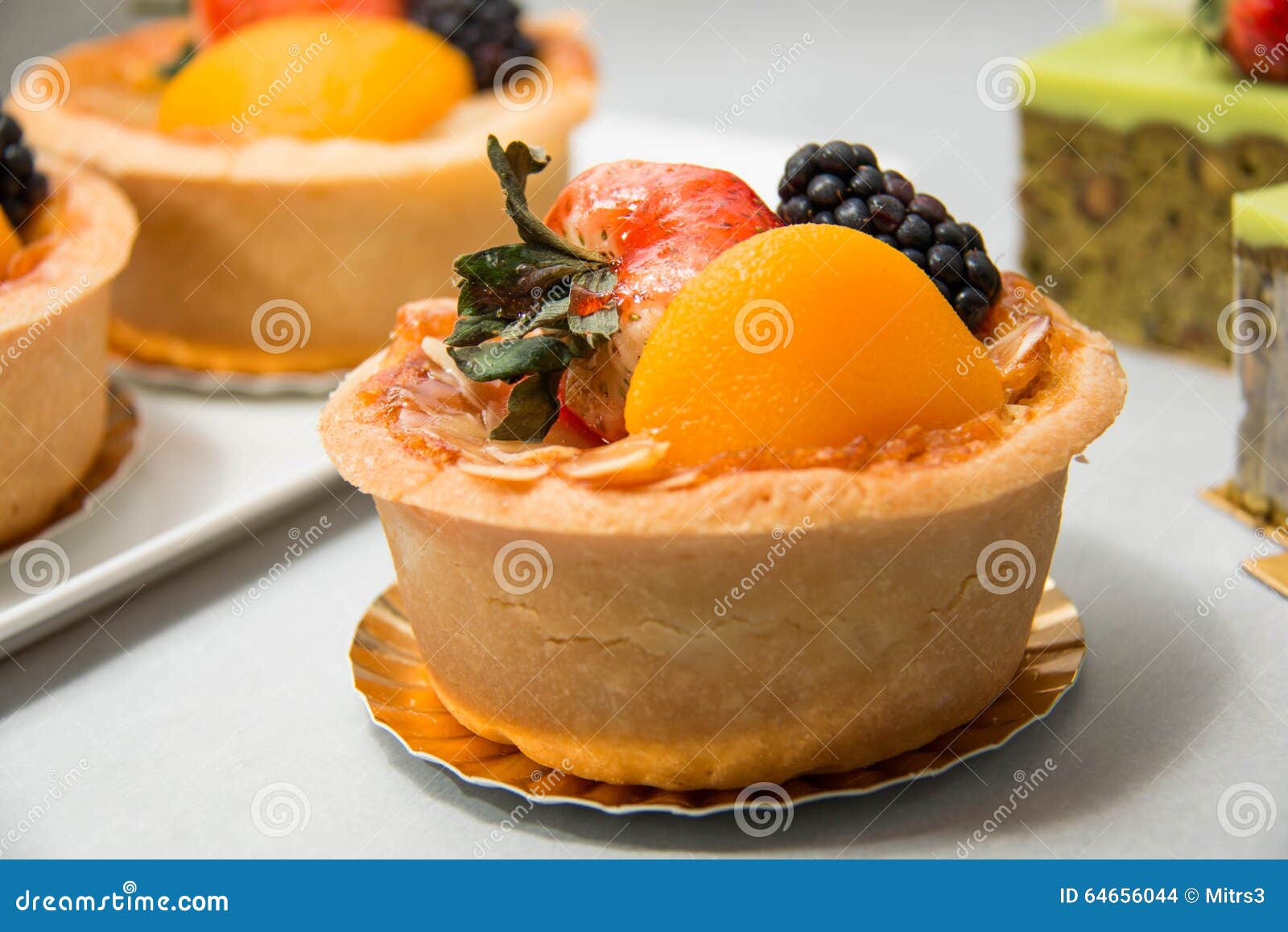 Fresh Dessert Fruit Tart Assorted Tropical Fruits Stock Photo - Image ...