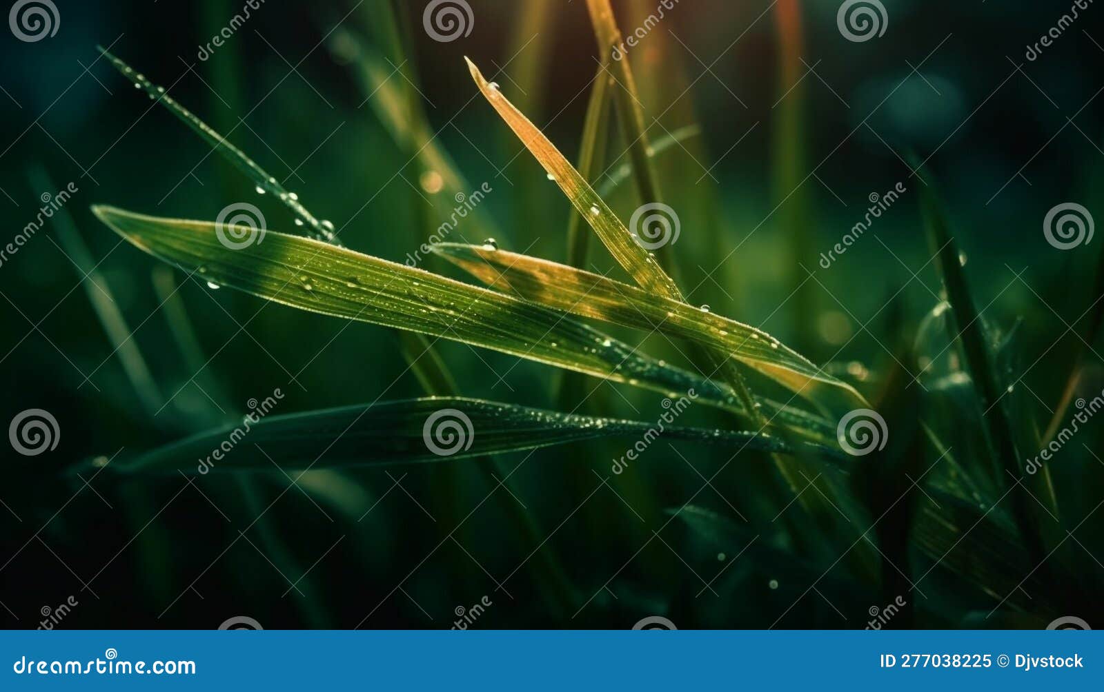 Fresh Dew Drops on Vibrant Green Grass Generated by AI Stock ...