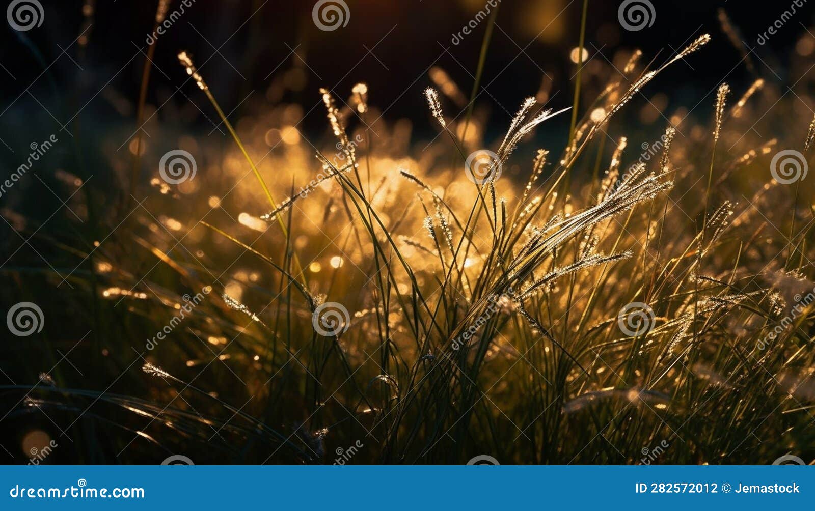 Fresh Dew Drops on Vibrant Green Grass in Tranquil Meadow Generated by ...