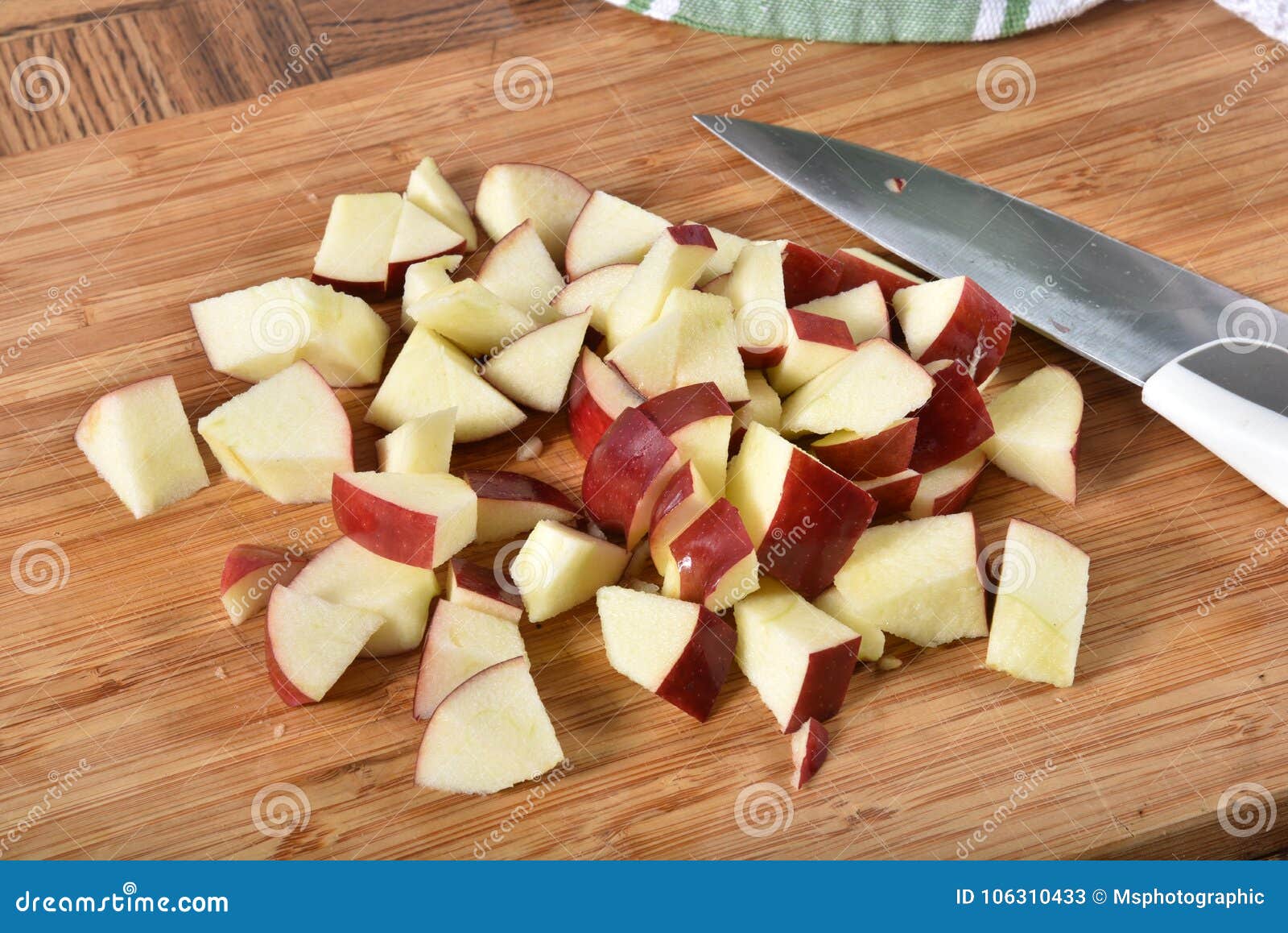 Fresh Diced apples stock image. Image of uncooked, board - 106310433