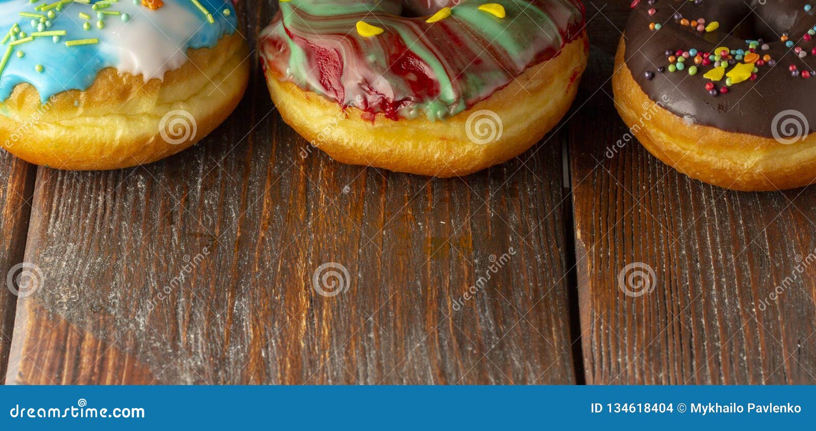 Fresh Donut Served on the Old Wooden Table with a Clearly Visible ...