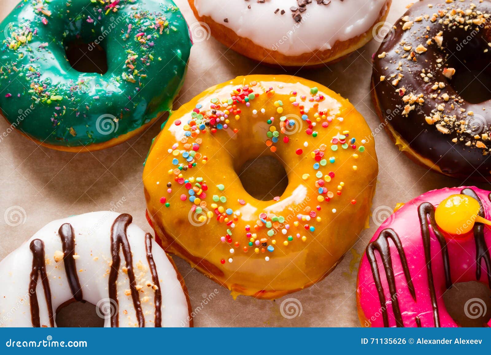 Fresh donuts in a box stock photo. Image of closeup, cake - 71135626