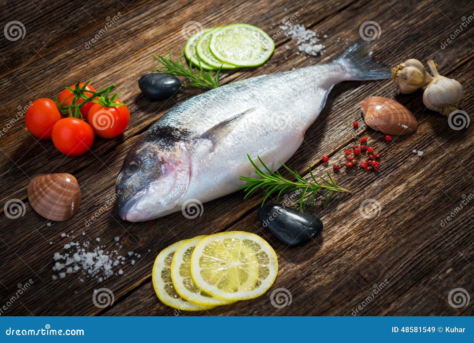Fresh Dorade Sea Bream Fish Fillets With Ice On Market, Close-up ...