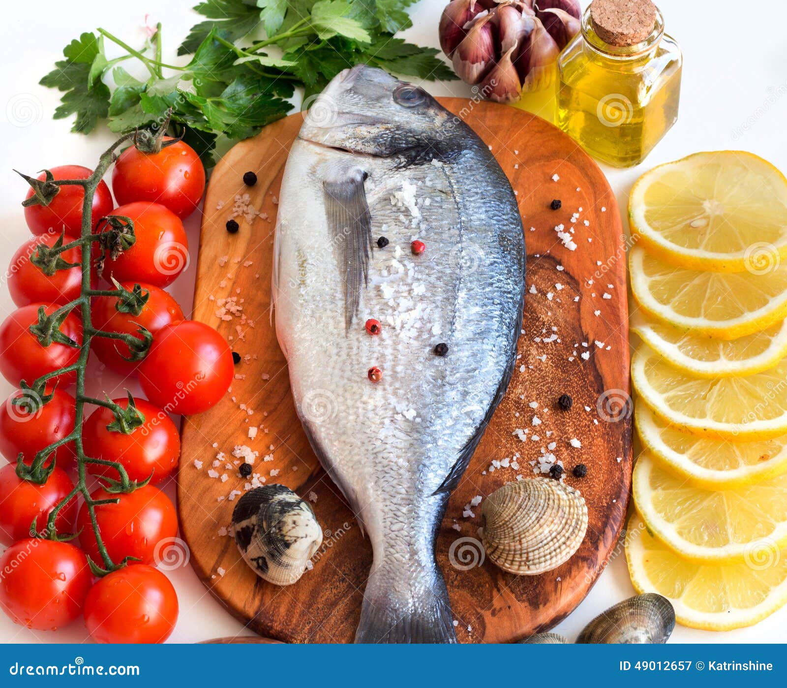 Fresh Dorado Fish and Seafood Stock Image - Image of delicious, board ...