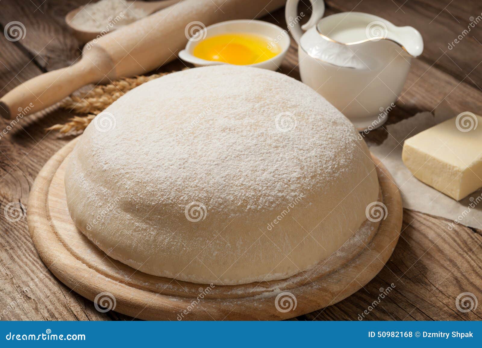 Fresh Dough on the Old Board Stock Photo - Image of wood, meal: 50982168