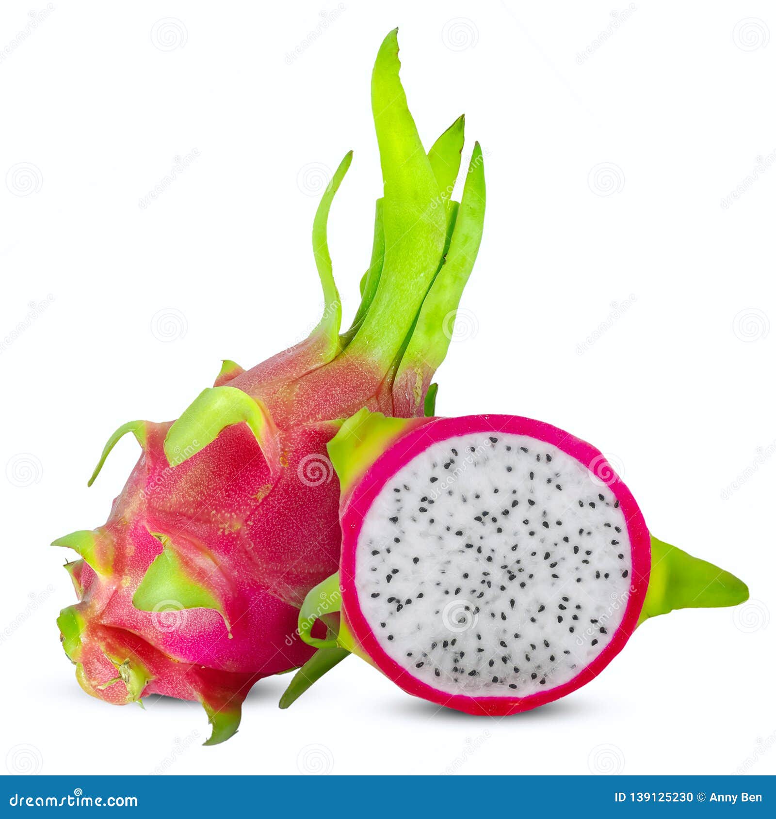 Fresh Dragon Fruit Isolated on White Background Stock Photo - Image of ...