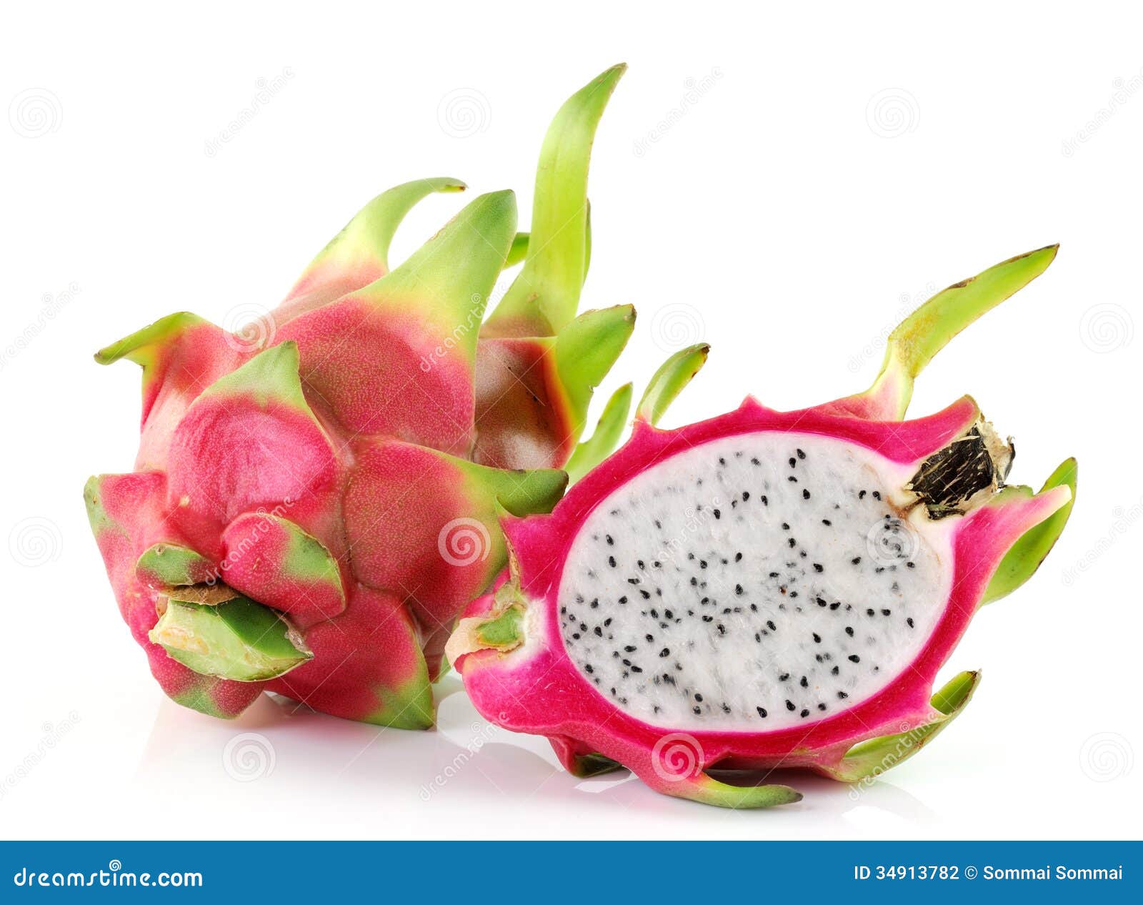 Fresh Dragon Fruit And Soursop Fruit Isolated On A White Background ...