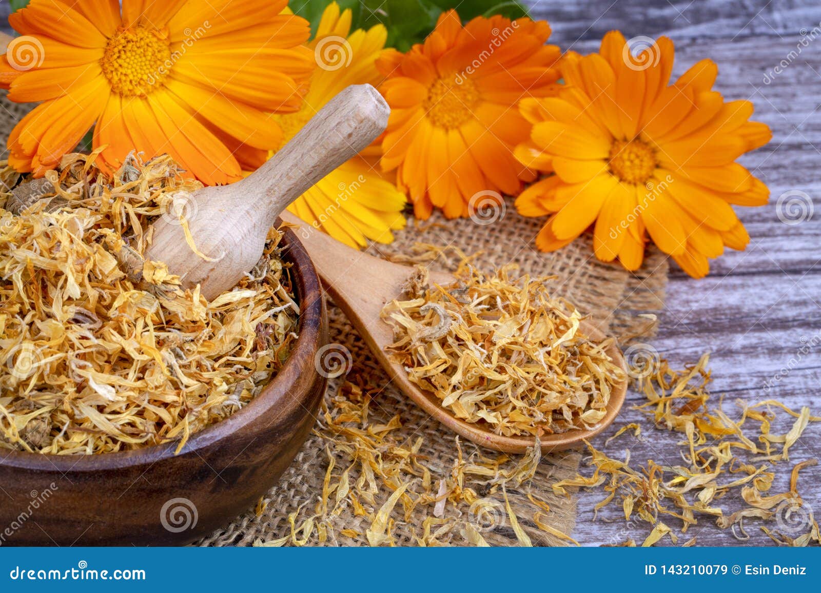 Fresh and Dried Calendula Officinalis Herbal Flowers Stock Image ...