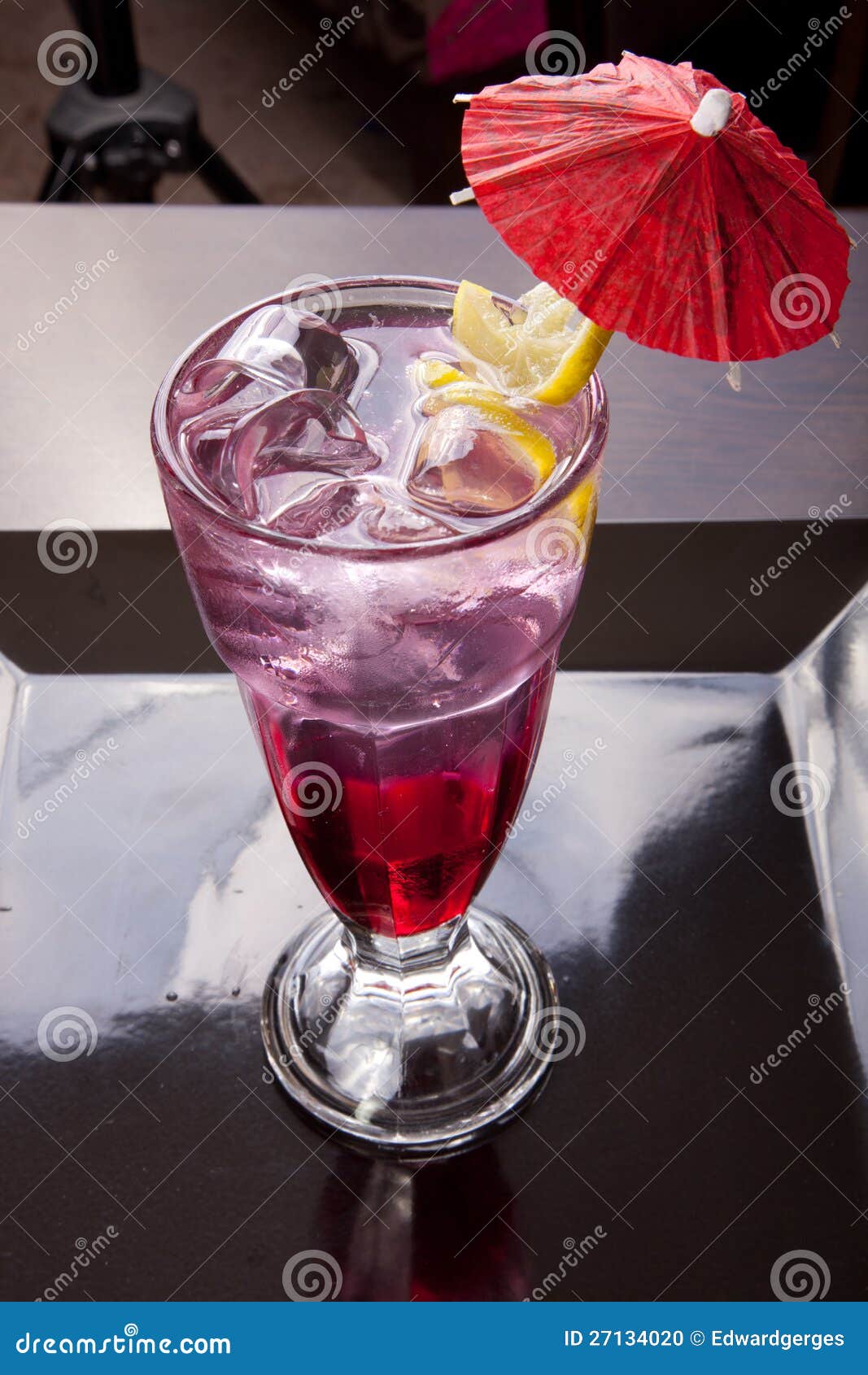 Fresh Drink with Red Liqueur Stock Photo - Image of cube, drink: 27134020