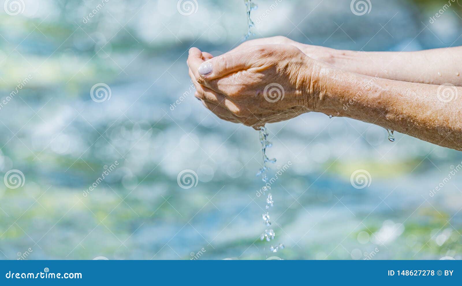 Fresh Drinking Water from the Spring Stream Stock Photo - Image of ...