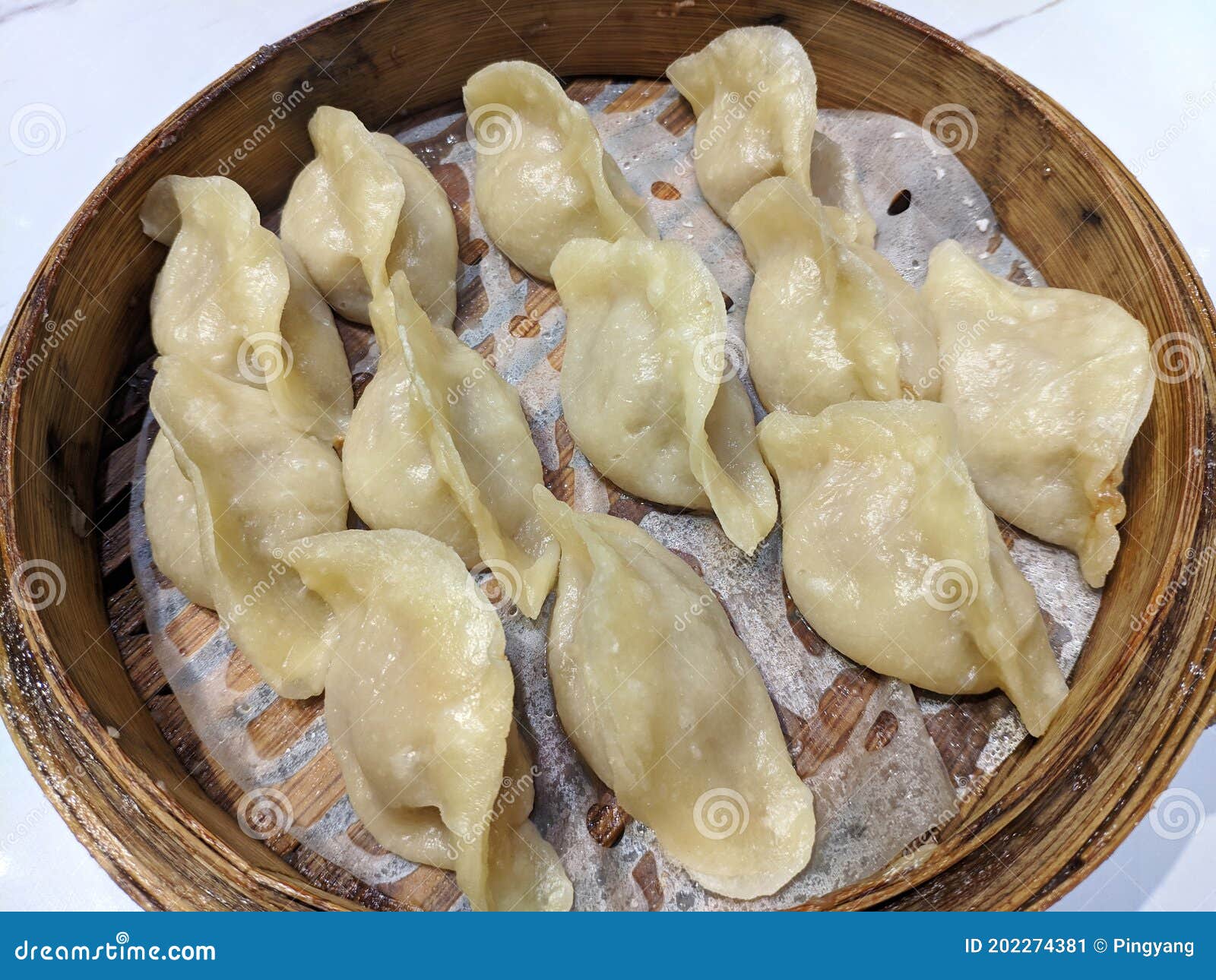 Fresh Dumplings on the Steamer Stock Image - Image of meat, cuisine ...