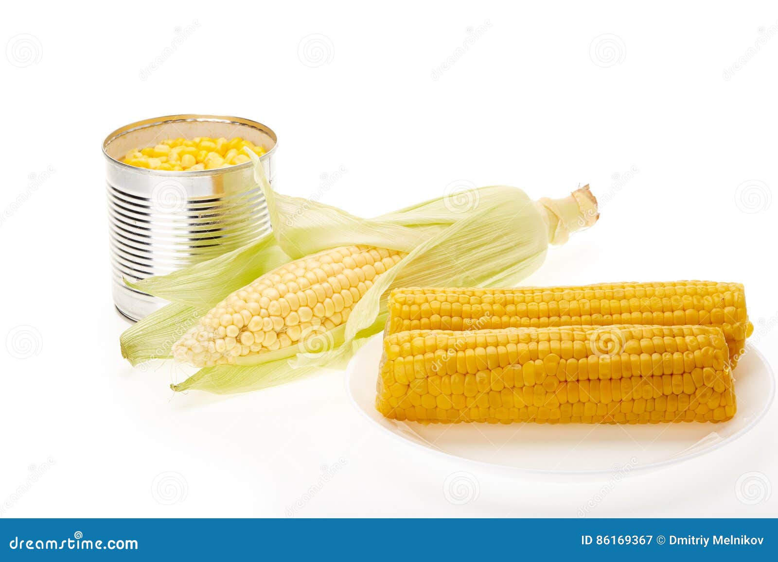 Fresh Ear of Corn and Canned Corns Stock Image - Image of grain ...