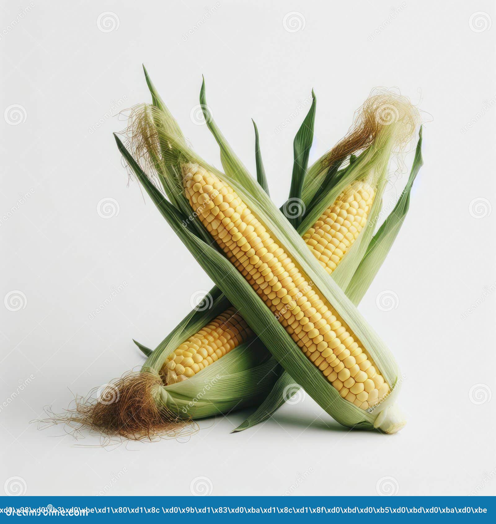 Fresh Ears of Corn on a Minimalistic Isolated White Background. Ai ...