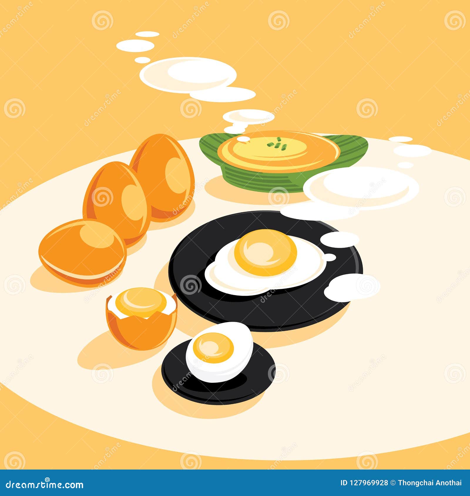Fresh egg cooking menu stock vector. Illustration of leaf - 127969928