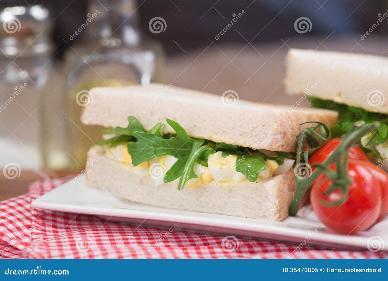 Fresh Egg and Rocket on White Sandwich in Rustic Kitchen Setting Stock ...