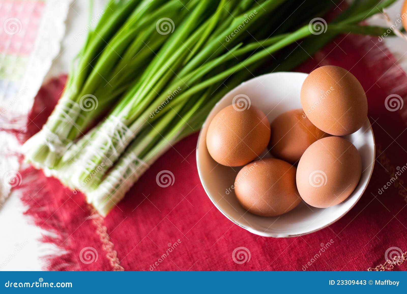 Fresh eggs stock image. Image of stems, culinary, onions - 23309443