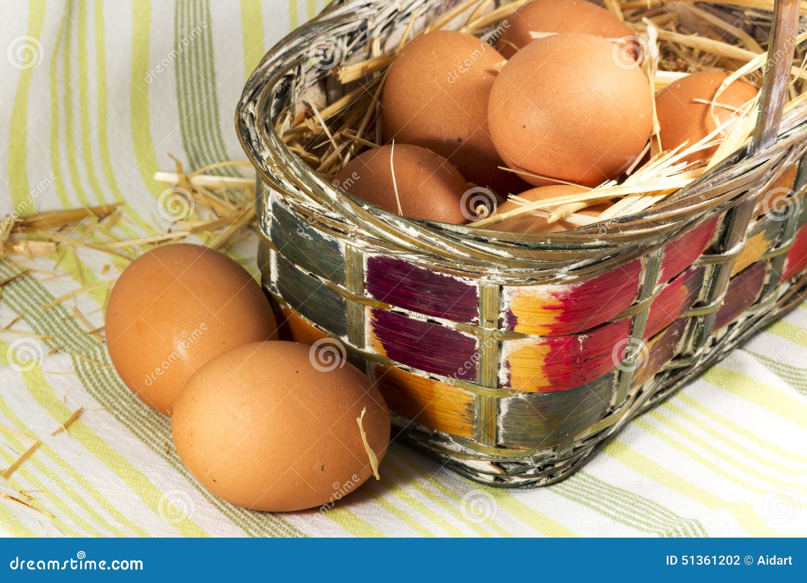 Fresh eggs in basket stock photo. Image of easter, natural - 51361202