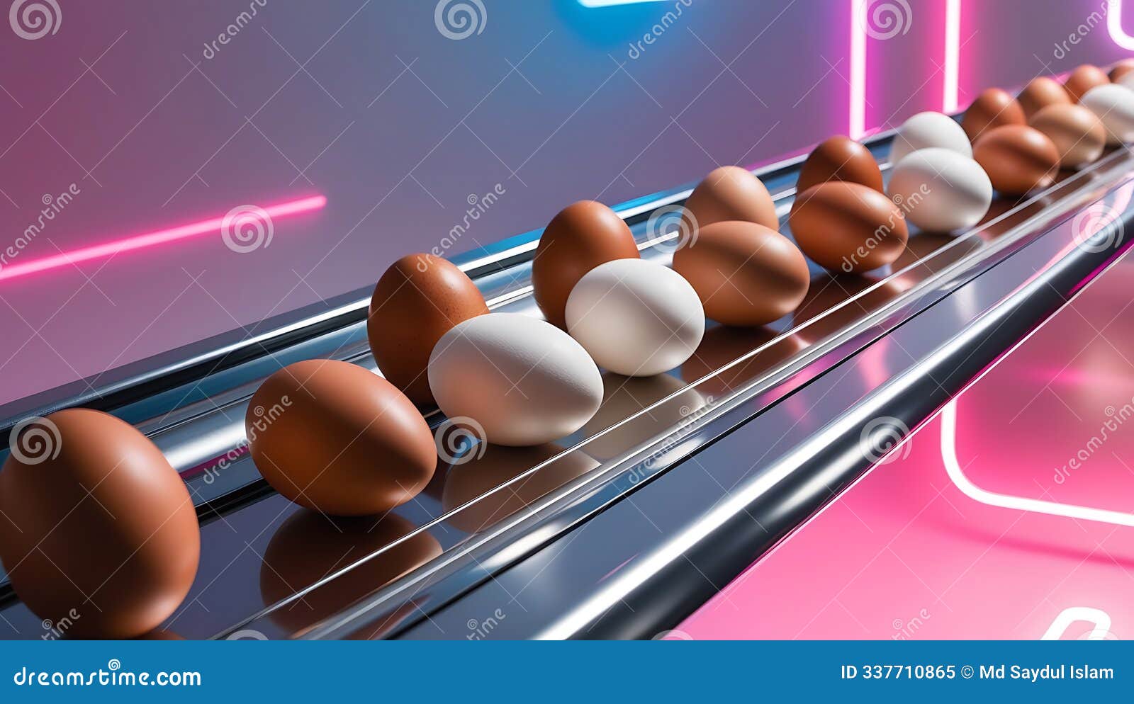 Fresh Eggs on the Conveyor Belt during Sorting, Grading Process with ...