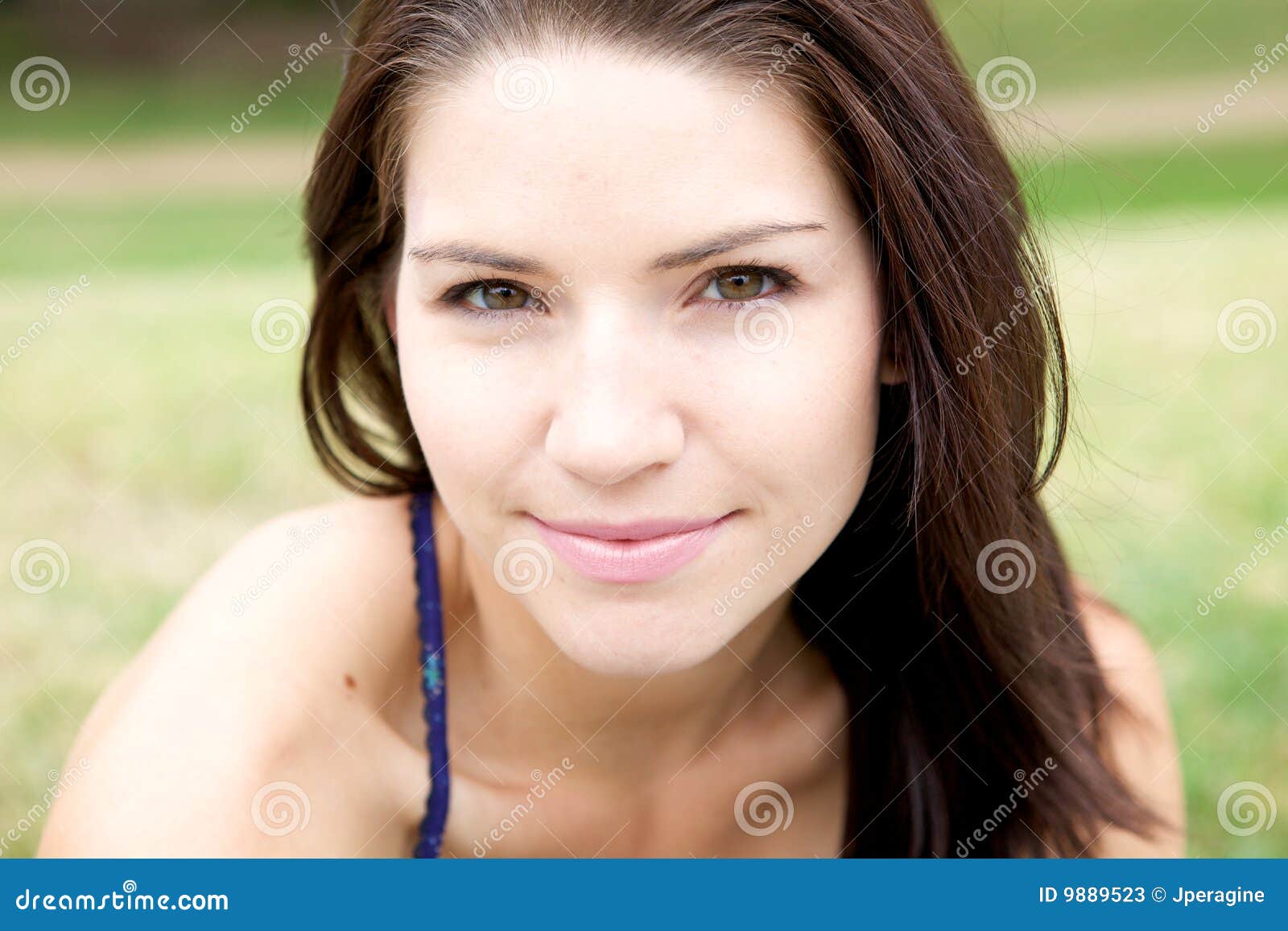 Fresh Faced Girl With Green Background Stock Image Image Of Girl Complexion 9889523