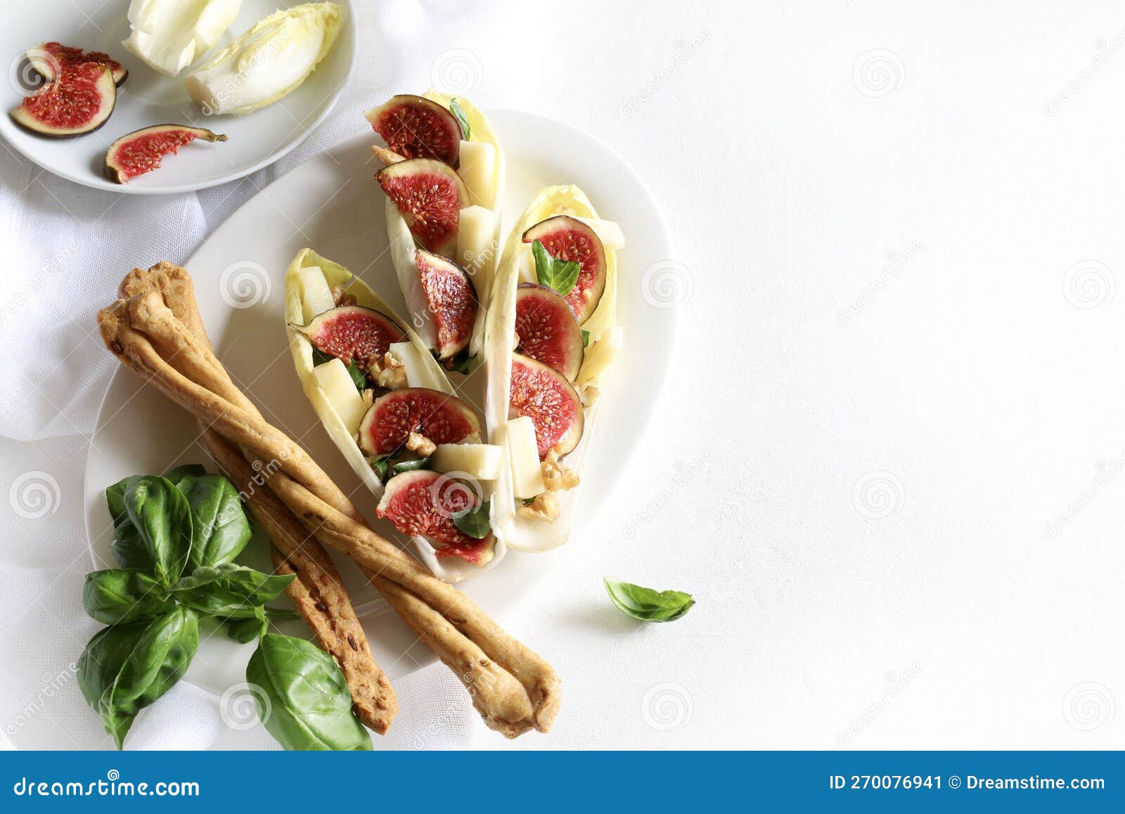 Fresh Fig Appetizer with Endive, Nuts and Cheese. Stock Image - Image ...