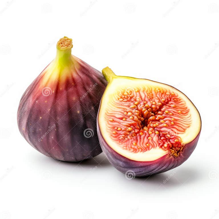 Fresh Fig Fruit Whole and Half Isolated on White Background Stock Photo ...
