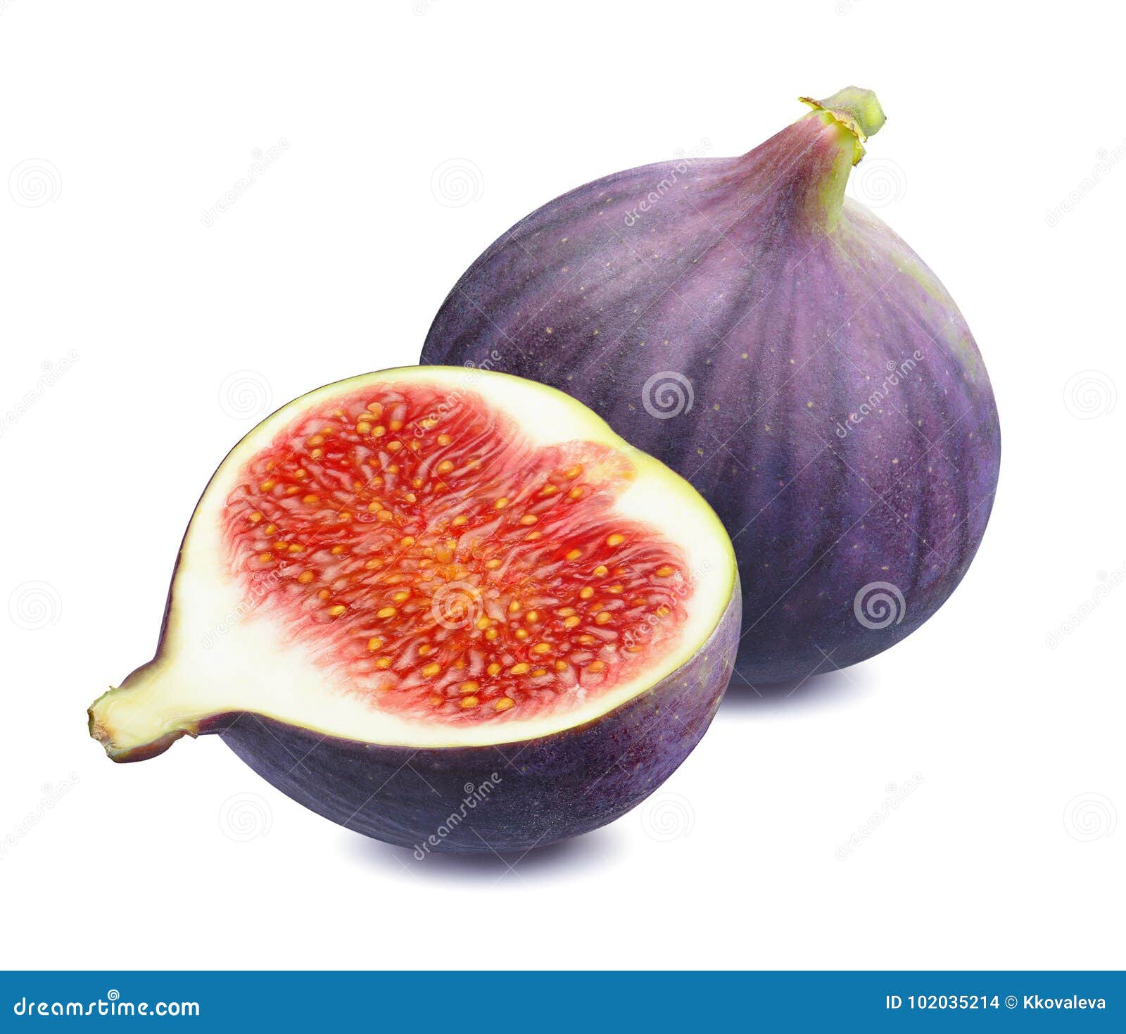 Fresh Fig Whole and Half Isolated on White Stock Photo - Image of sweet ...