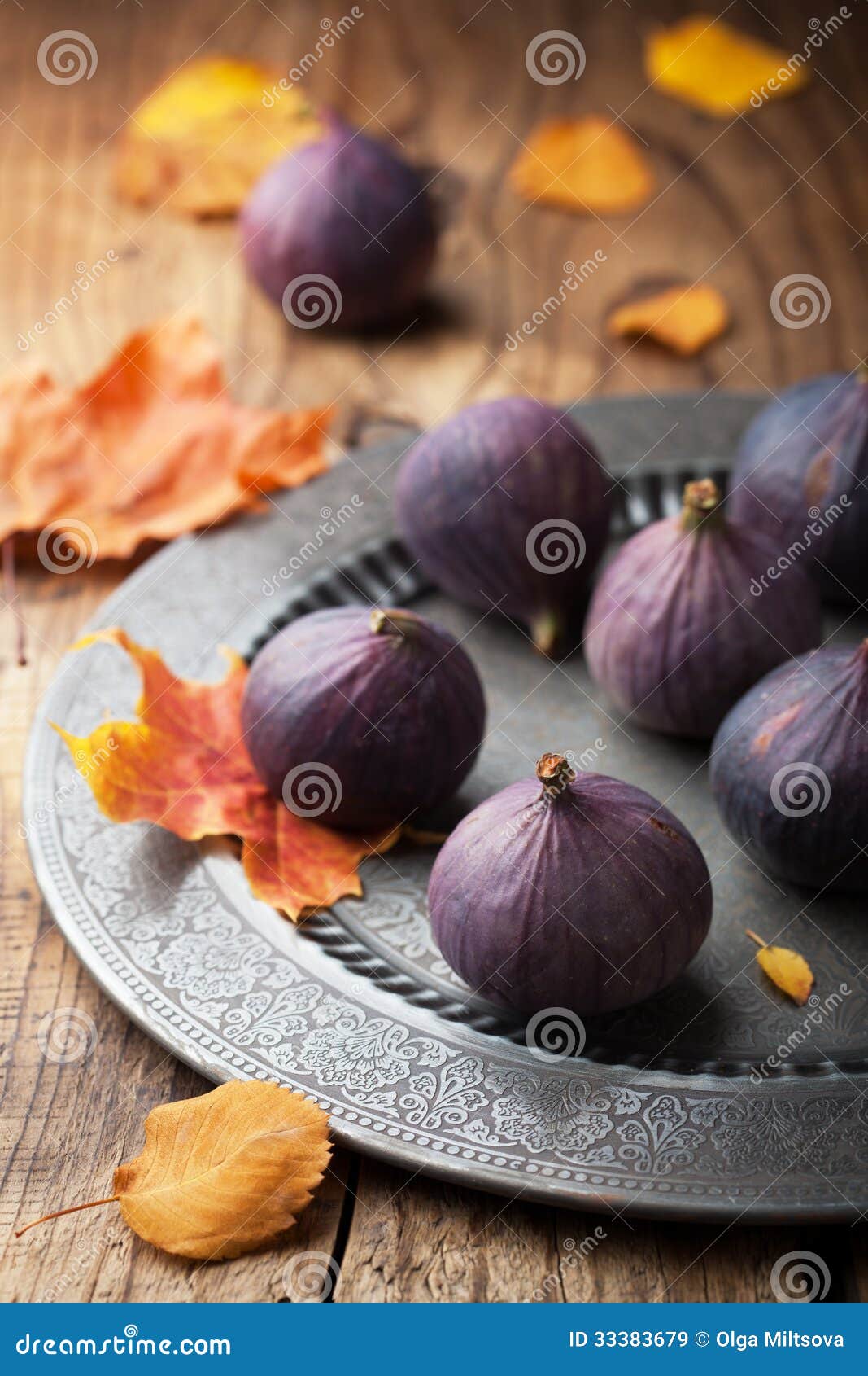 Fresh Figs and Autumn Leaves Stock Image - Image of vegetarian ...