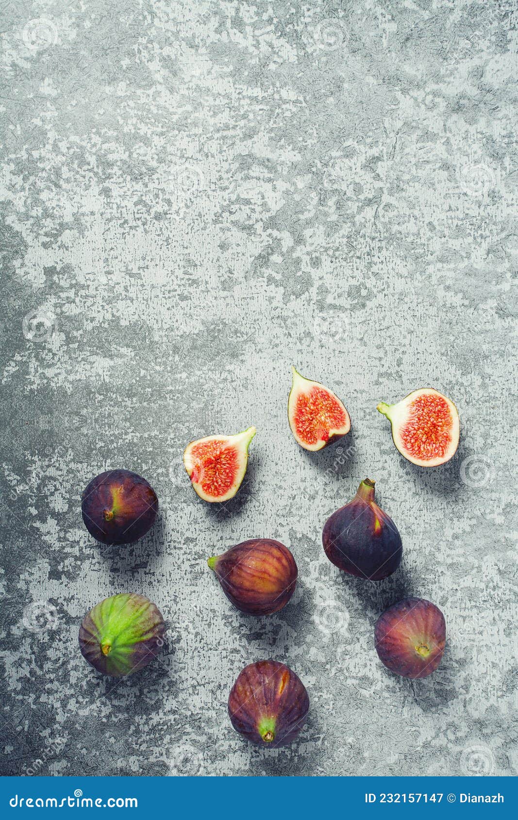 Fresh Figs on Grey Stone Surface Stock Image - Image of dessert, health ...