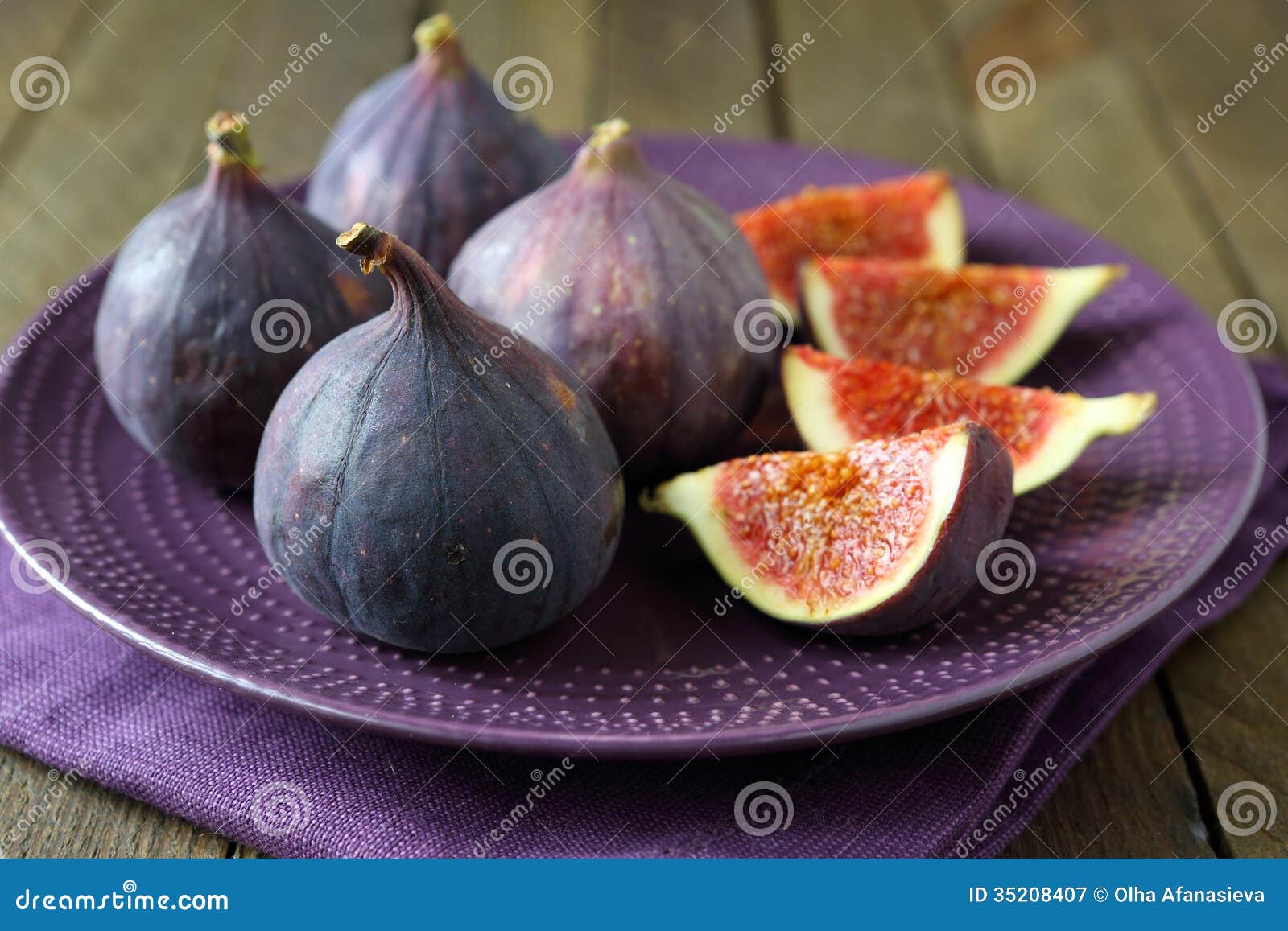 Fresh figs on a plate stock image. Image of table, food - 35208407