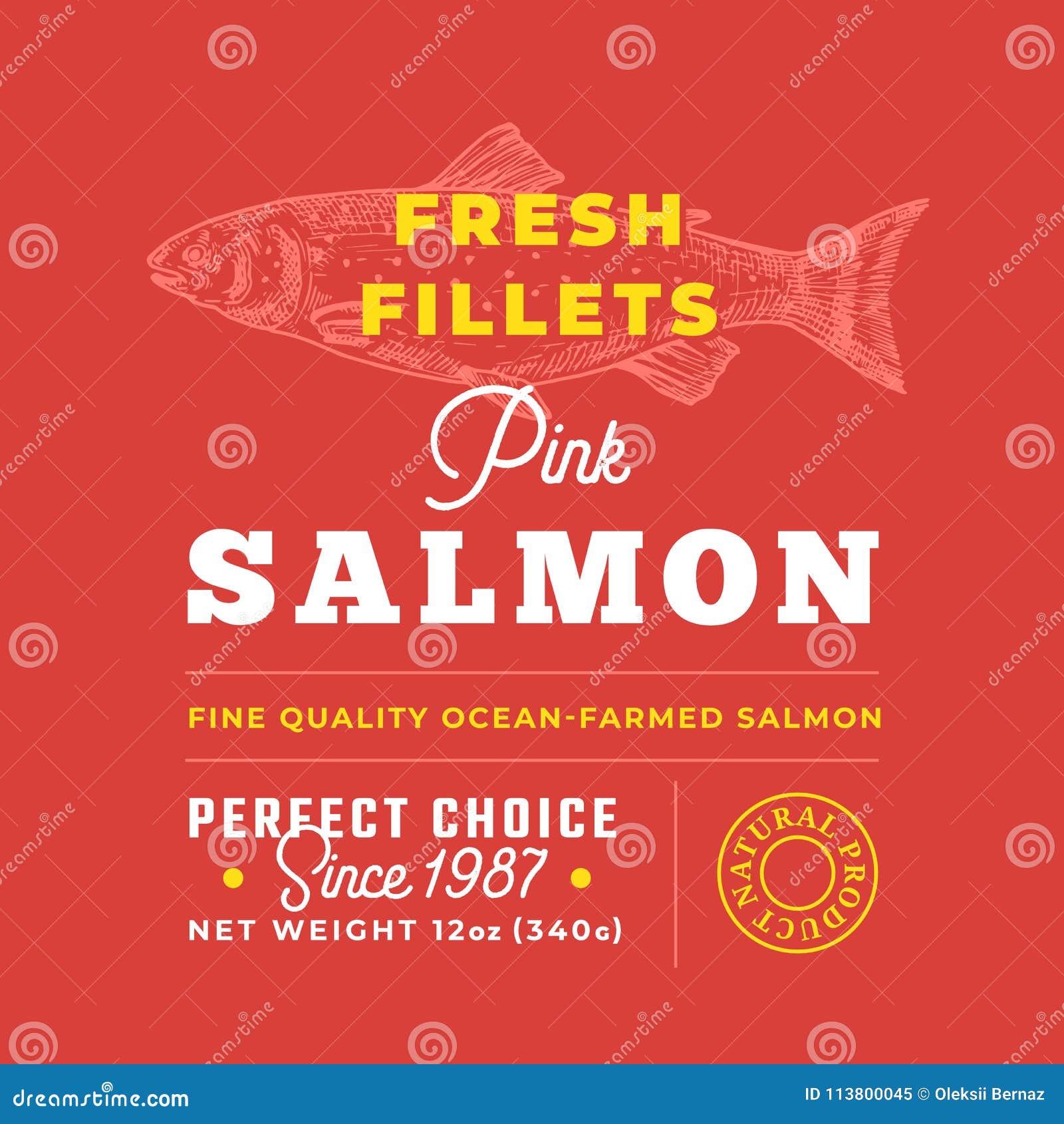 Fresh Fillets Premium Quality Label . Abstract Vector Fish Packaging ...