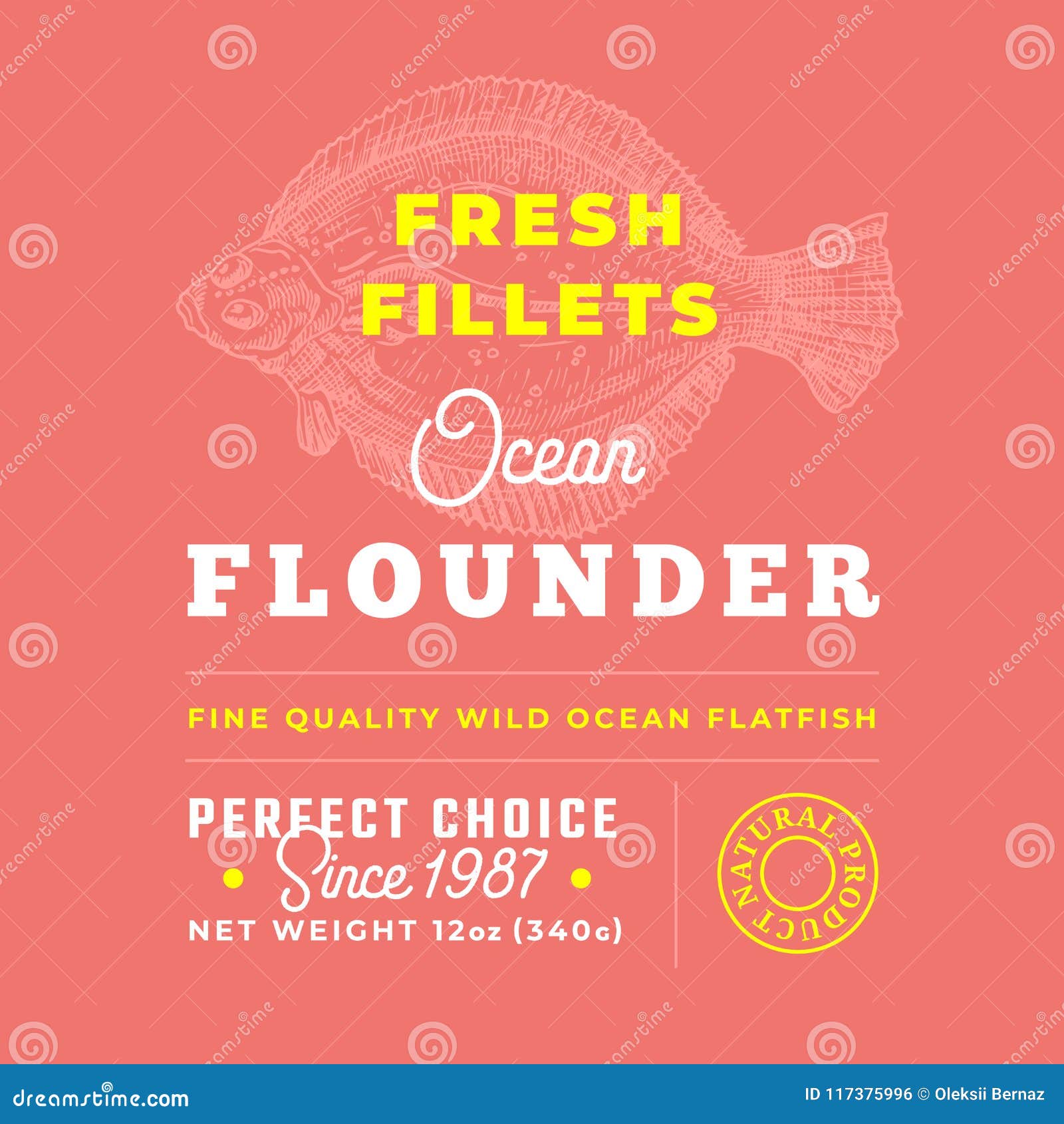 Fresh Fillets Premium Quality Label . Abstract Vector Fish Packaging ...