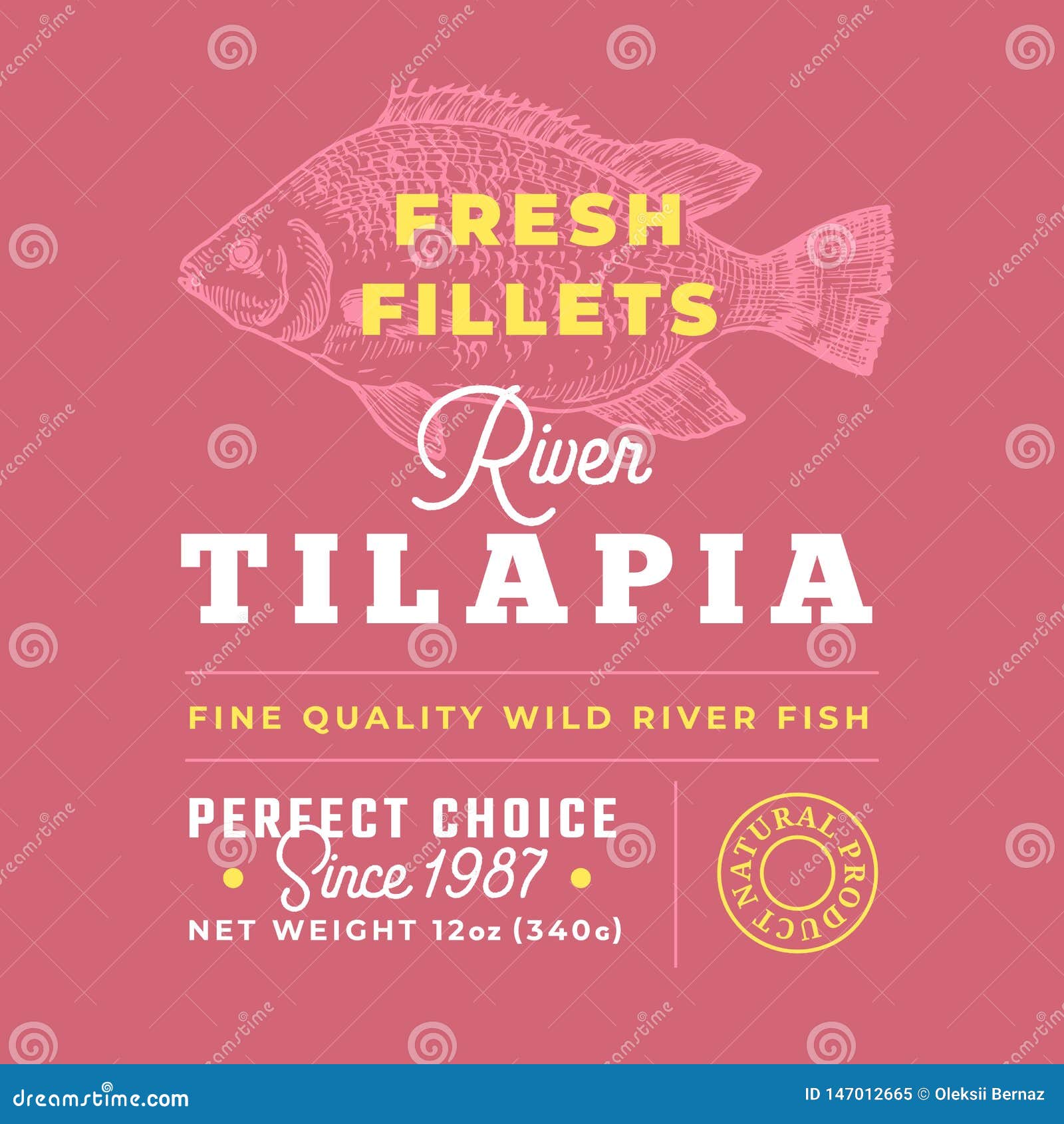 Fresh Fillets Premium Quality Label . Abstract Vector Fish Packaging ...