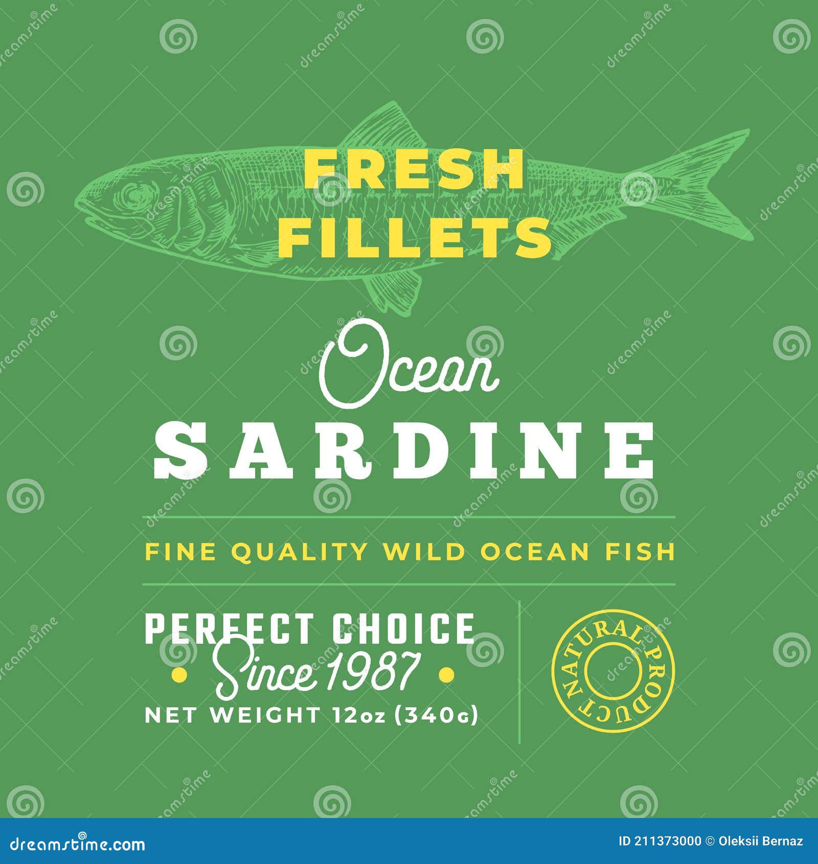 Fresh Fillets Premium Quality Label. Abstract Vector Fish Packaging ...