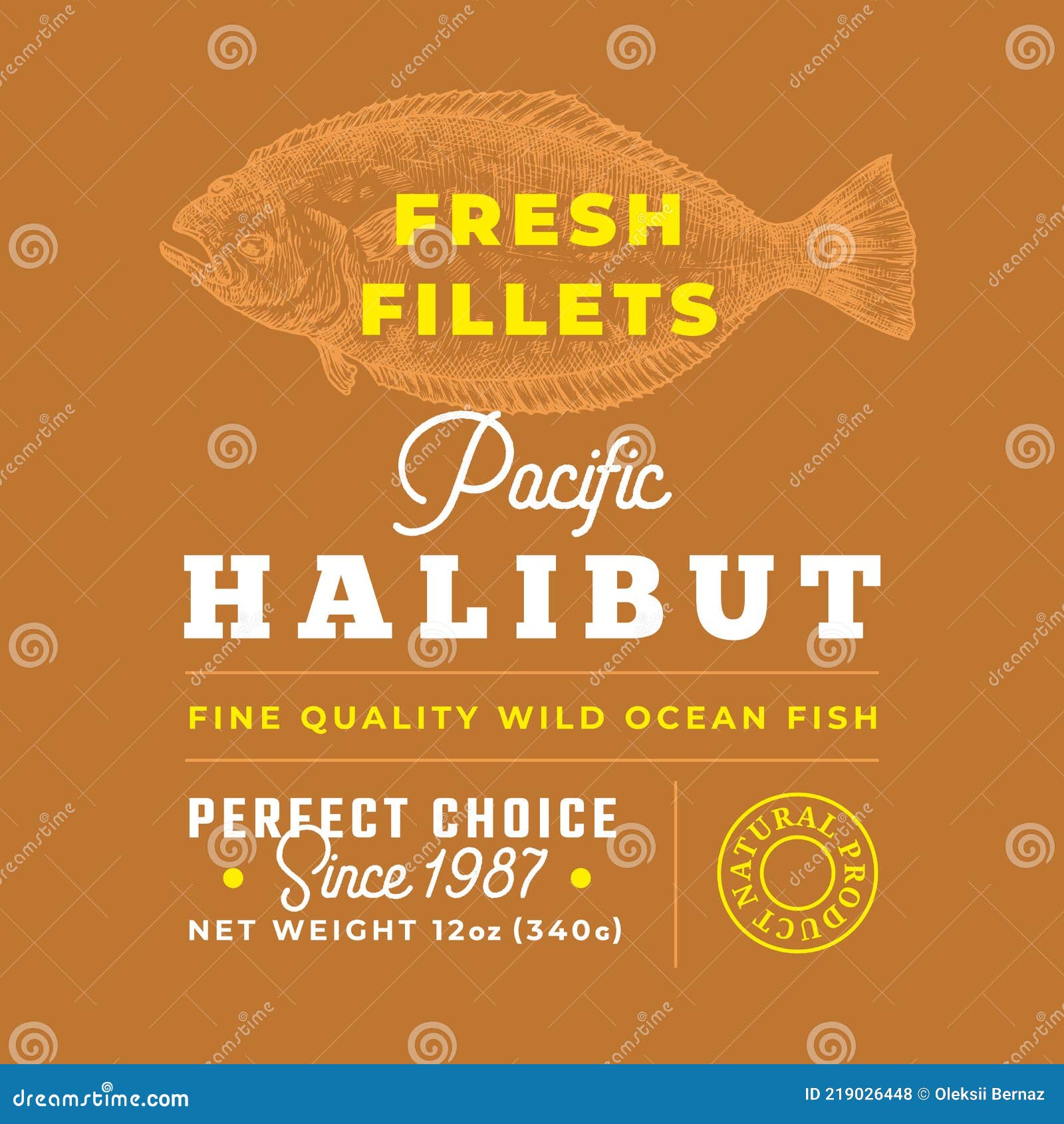 Fresh Fillets Premium Quality Label . Abstract Vector Fish Packaging ...