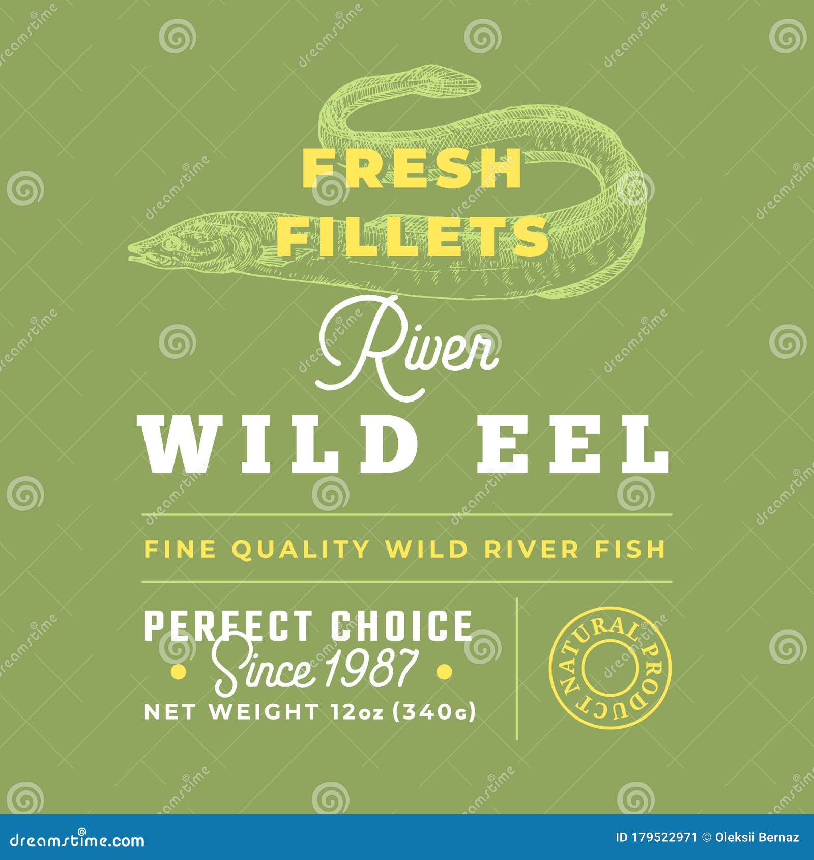 Fresh Fillets Premium Quality Label . Abstract Vector Fish Packaging ...