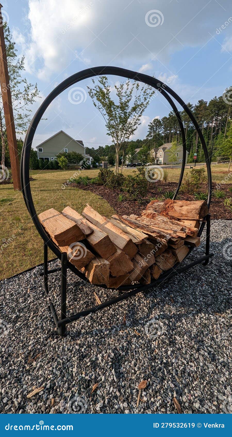 Fresh Fire Woods Near a Community Fire Pit Stock Image - Image of lawn ...