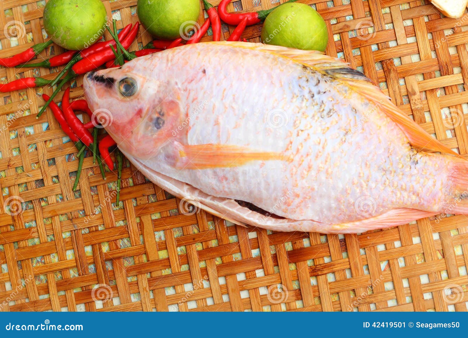 Fresh Fish in the Basket - for Cooking. Stock Image - Image of edible ...
