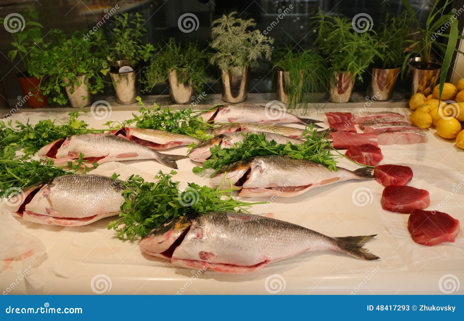 Fresh Fish Catch on Display at the Restaurant Stock Image - Image of ...