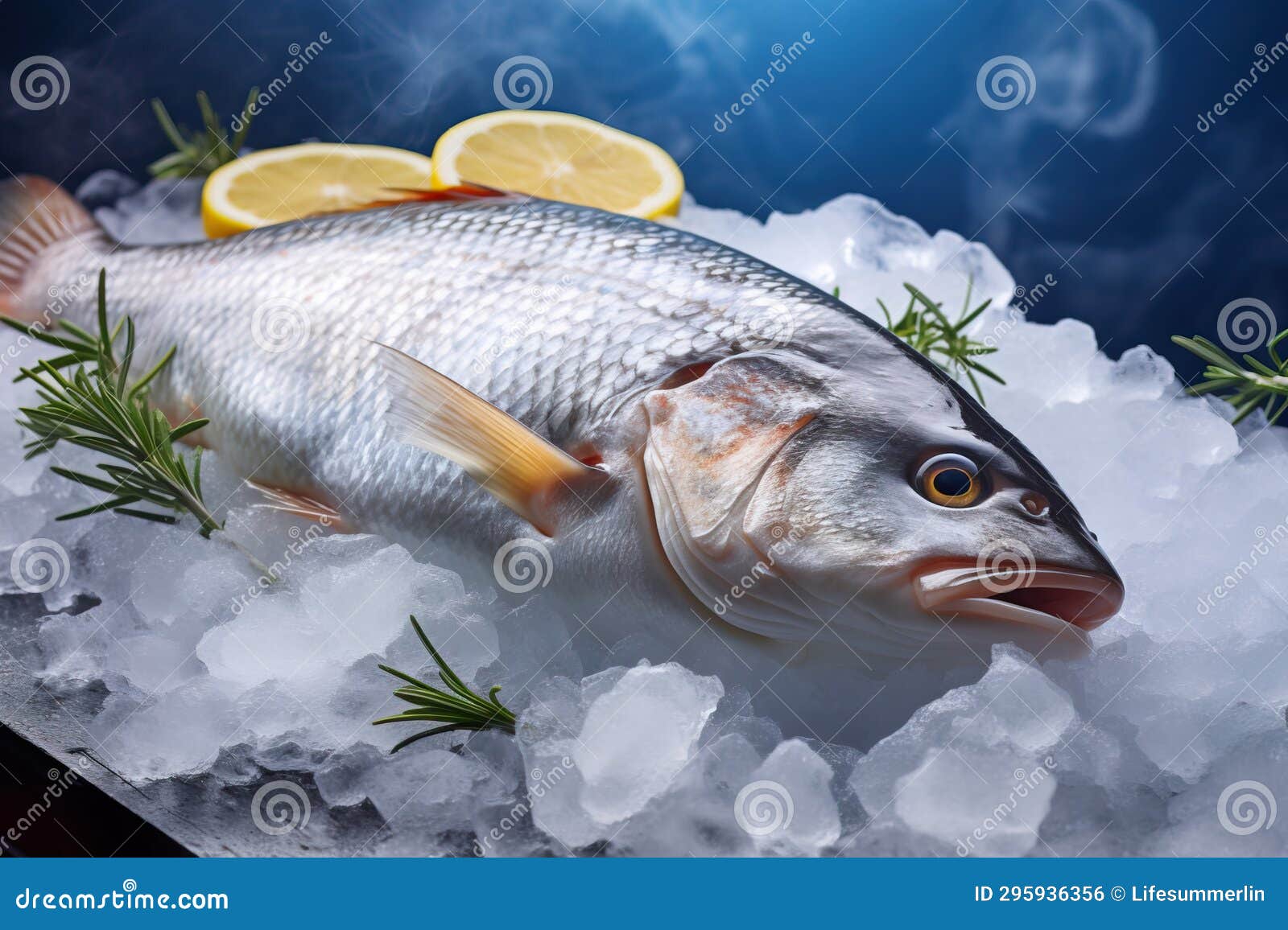 Fresh Fish Display on Ice stock photo. Image of freshness - 295936356