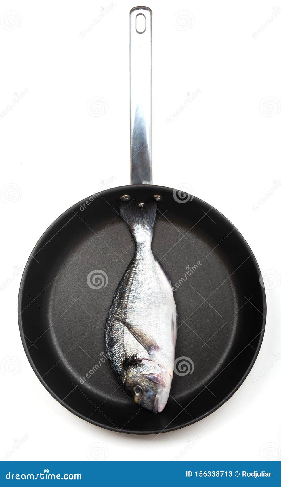 Fresh Fish Dorado on a Frying Pan. Stock Image - Image of black, fish ...