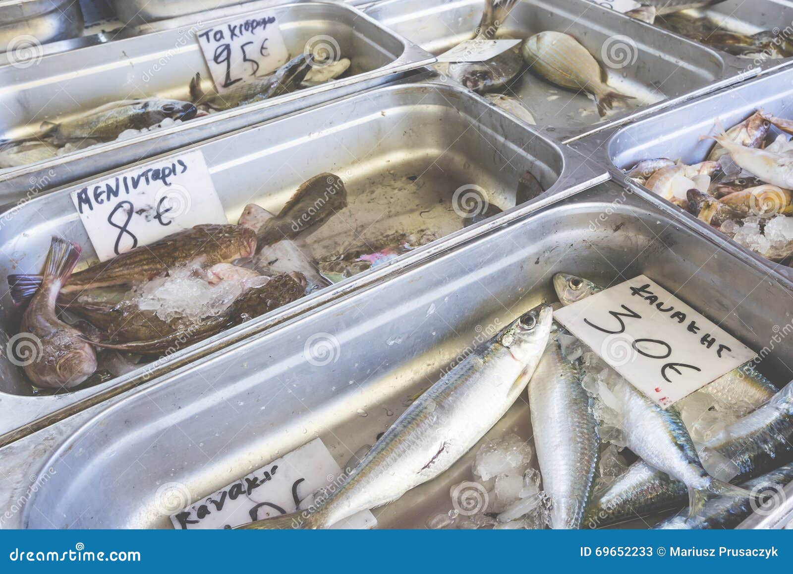 Fresh Fish in the Fish Market - Greece Stock Image - Image of cooking ...