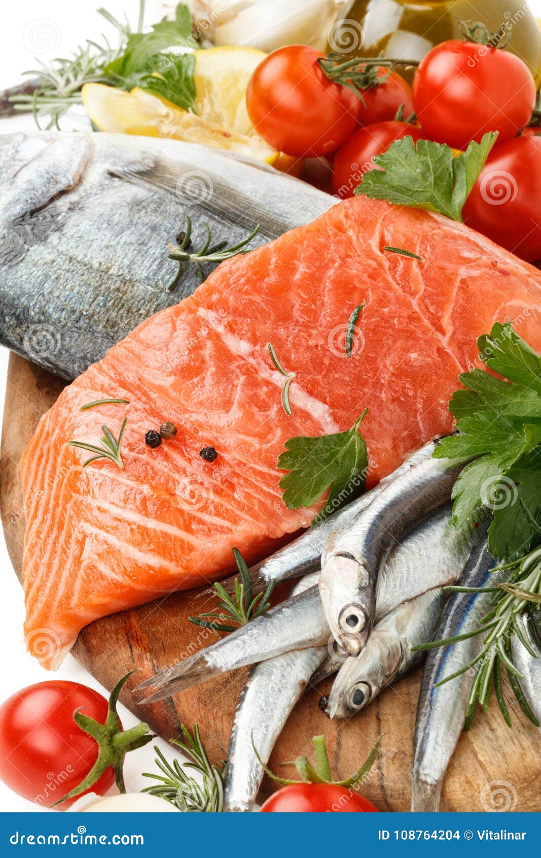 Fresh fish collection. stock photo. Image of food, fishing - 108764204