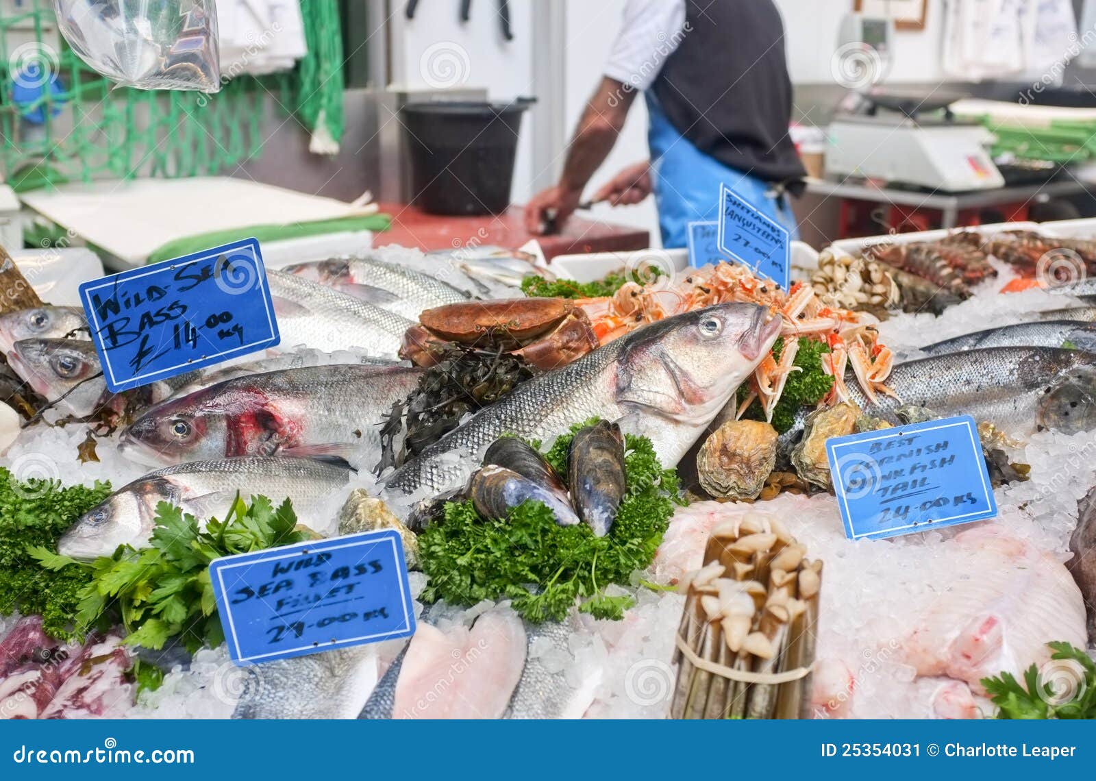 Fresh Fish Market Stall stock image. Image of langoustine - 25354031