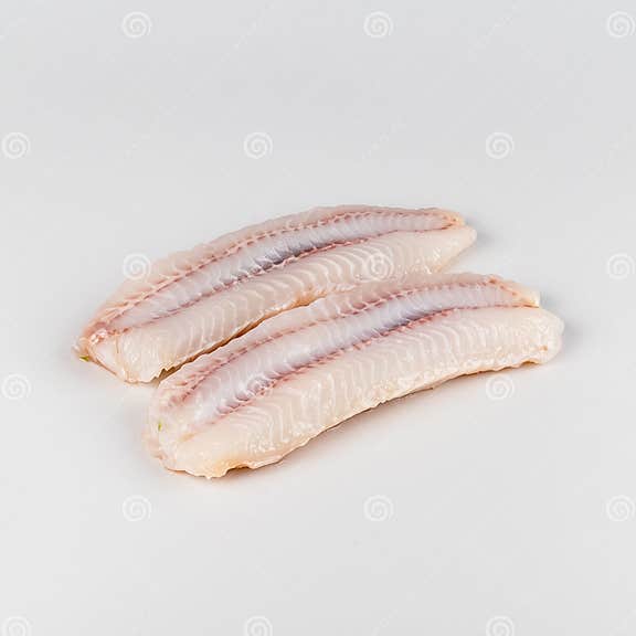 Fresh Fish Meat on White Plain Background. Isolated on Solid Background ...