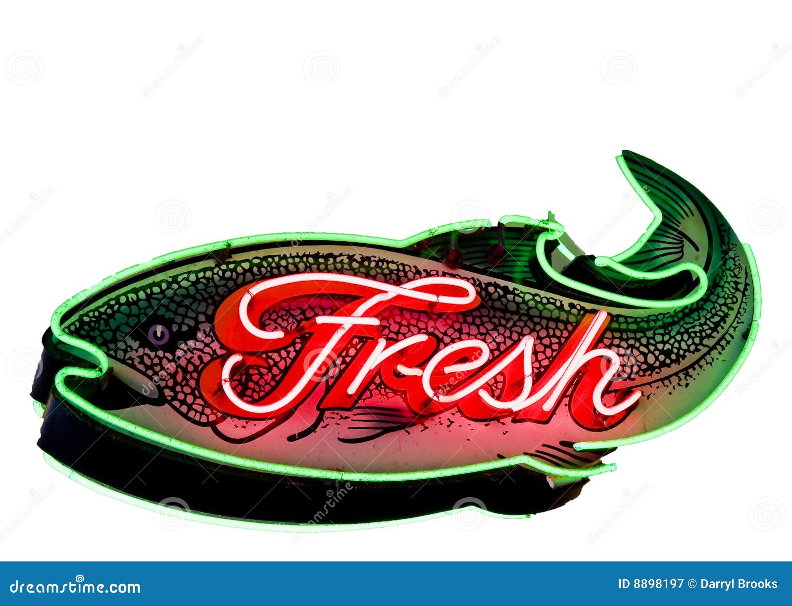 Fresh Fish Neon Sign stock image. Image of fish, light - 8898197